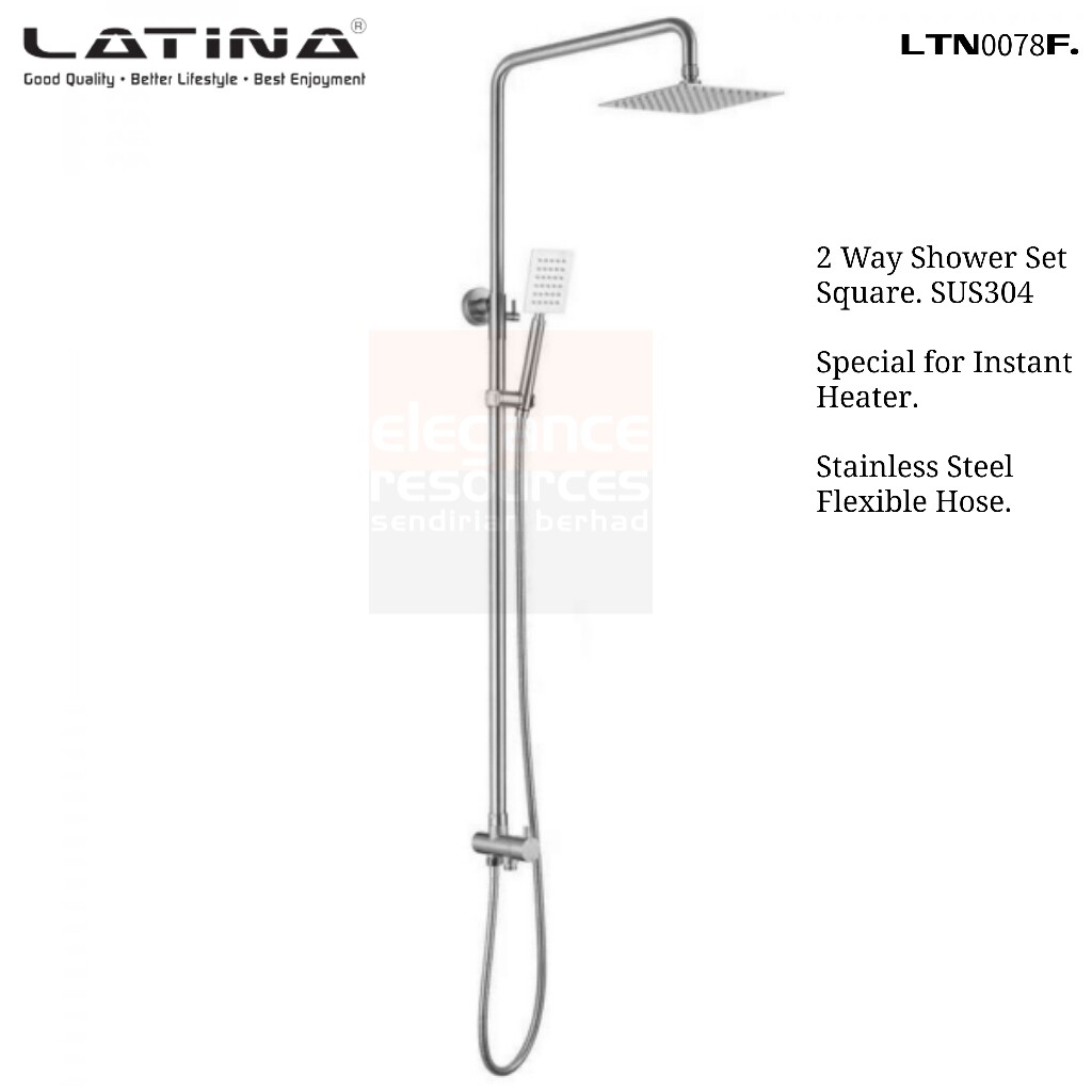 LATINA 2 WAY SHOWER SET SQUARE SUS304 LTN-0078F | Lazada
