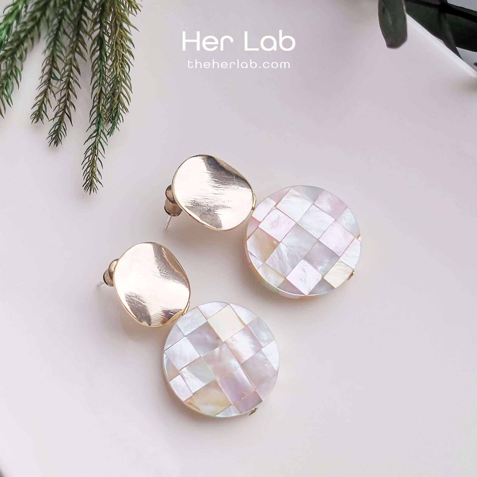 Her Lab | Women 'S Designer Drop Earrings 14K Gold Stud Earrings ...