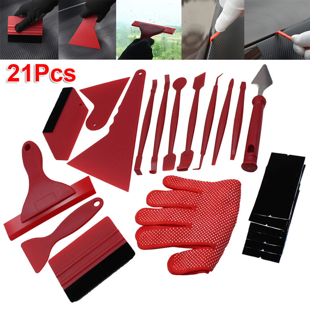 MB【High Quality】Red Car Vinyl Wrap Tools Carbon Fiber Film Wrapping ...