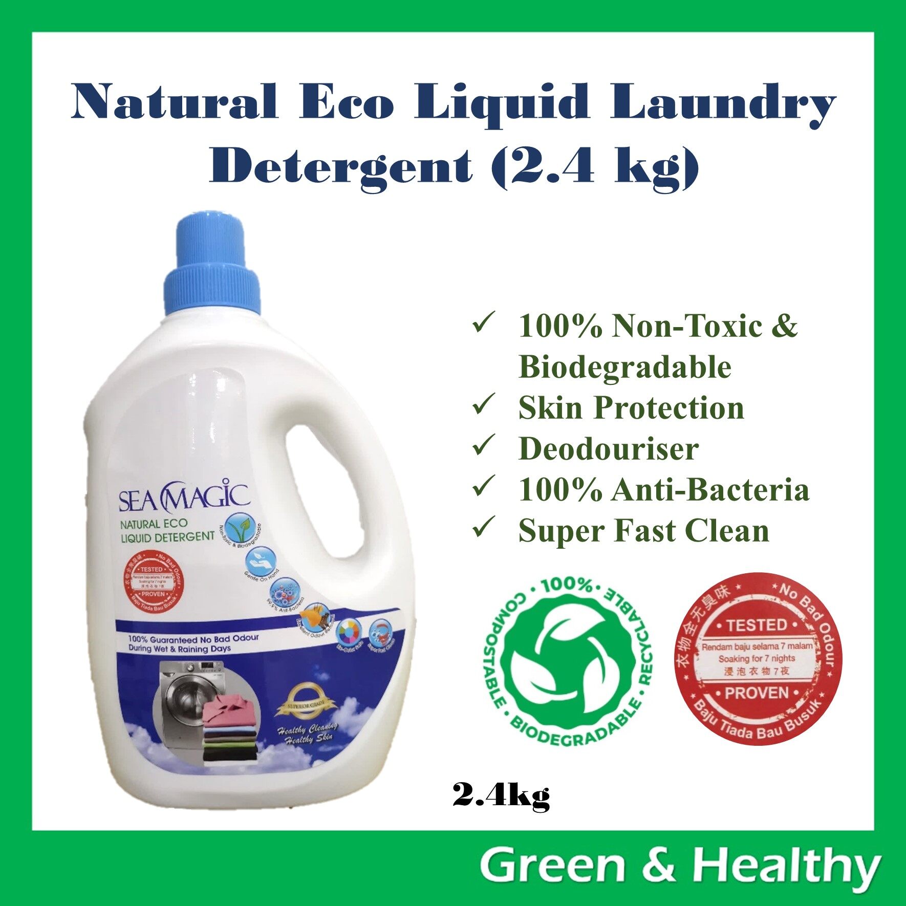 Sea Magic Natural Eco Liquid Laundry Detergent 2.4kg | Lazada