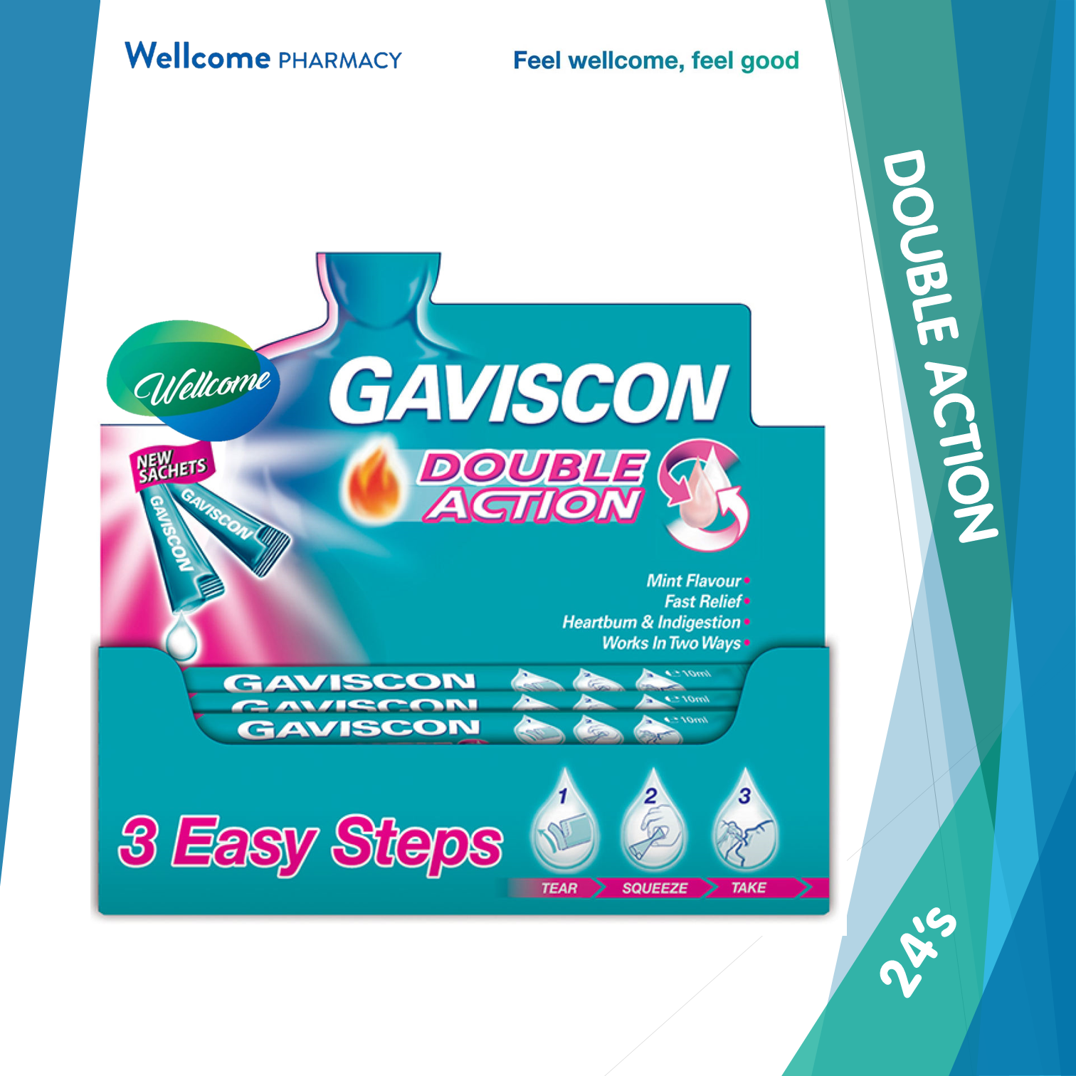 Gaviscon Double Action 10ml Liquid Sachets - 24's | Lazada