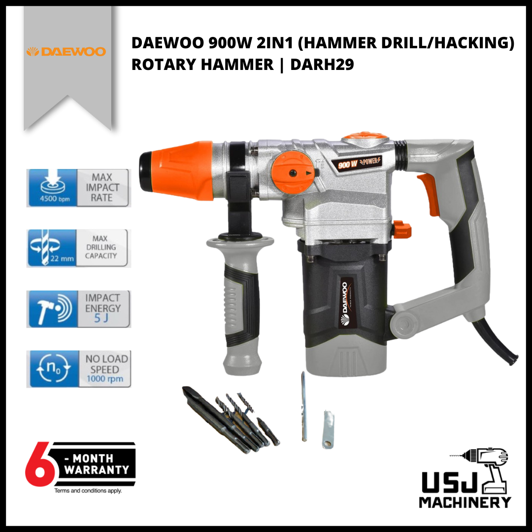 DAEWOO 900W 2in1 (Hammer Drill/Hacking) Rotary Hammer DARH29 | 6 Months ...