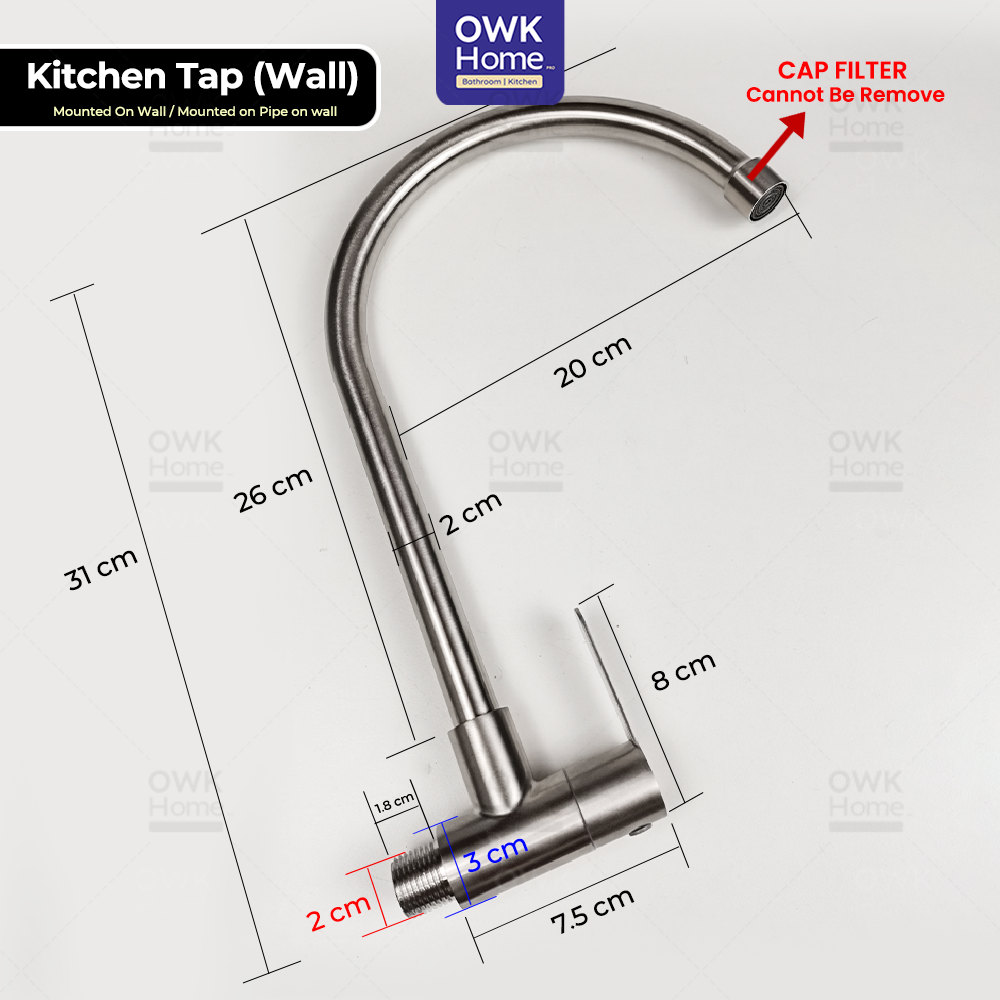 SUS304 Stainless Steel Kitchen Tap | Double Kitchen Tap | Wall Kitchen ...