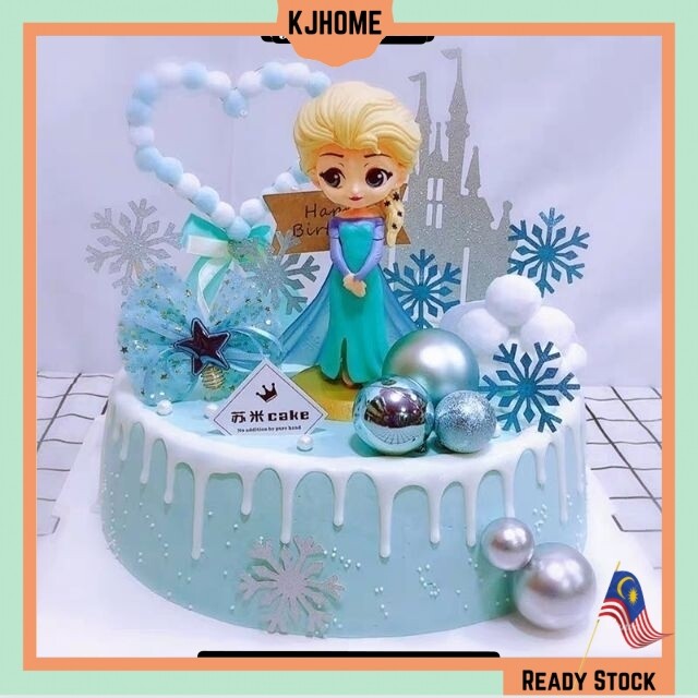 Frozen Elsa Princess Figurine Birthday Cake Topper 蛋糕装饰 爱莎城堡雪花插牌 | Lazada