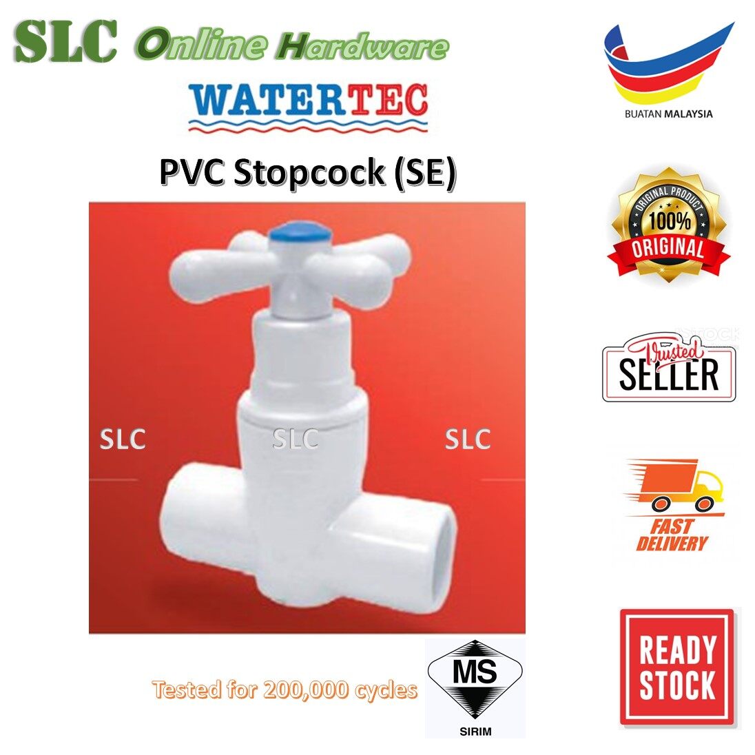 WATERTEC PVC Stopcock Stop Valve 20mm 3/4" >>100% Buatan Malaysia