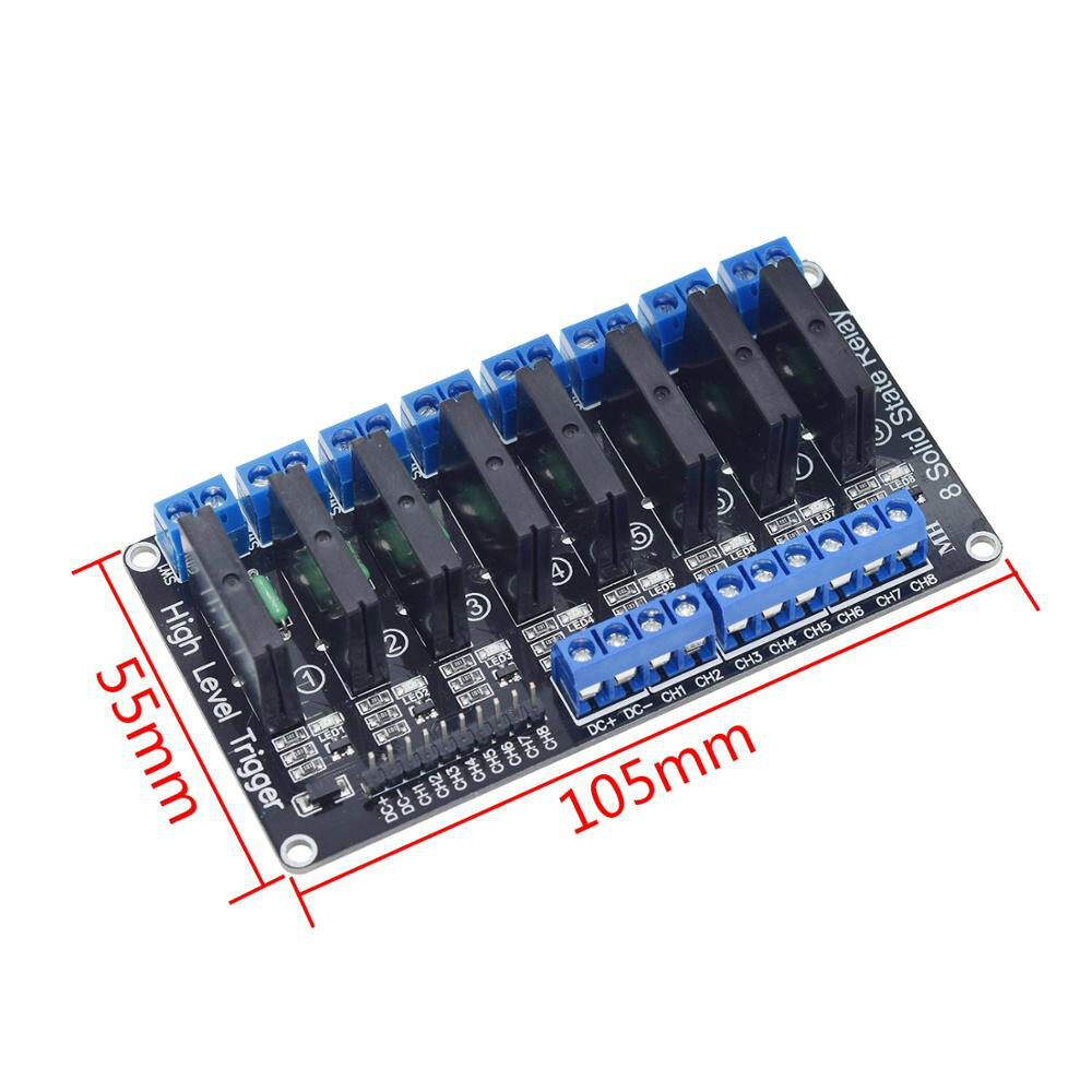 8 Channel 5V DC Relay Module Solid State High Level SSR AVR DSP for ...