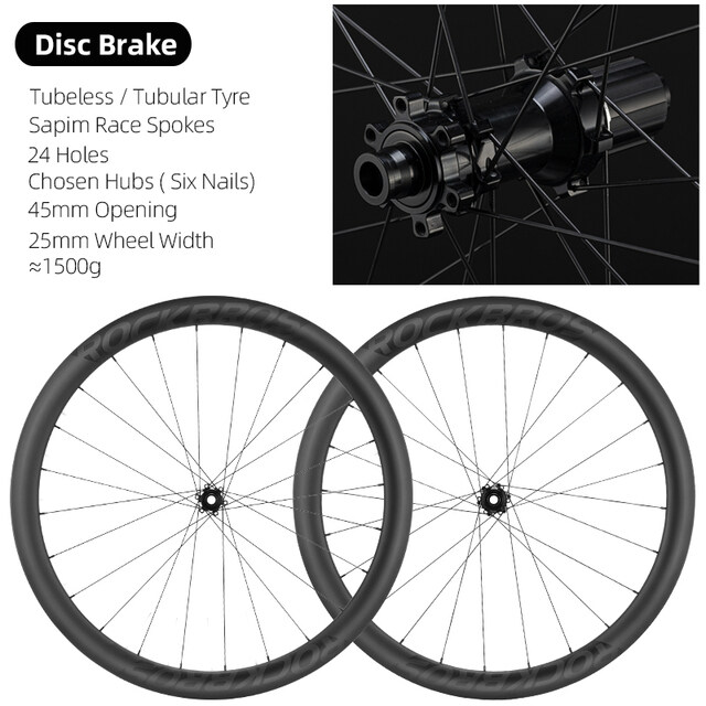 RockBros Carbon Fiber Wheelset 700C Road Racing Bike 38MM 45MM 50MMDisc ...