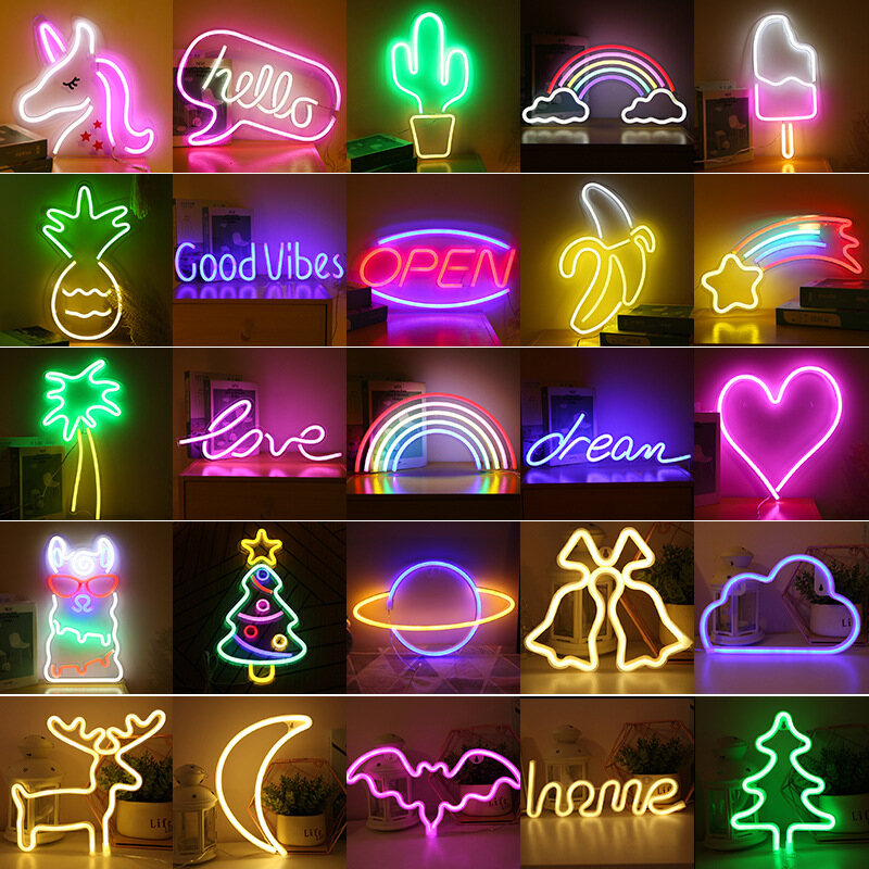 [Ready Stock]USB Battery Operate LED Neon Lights Wall Hanging Room ...