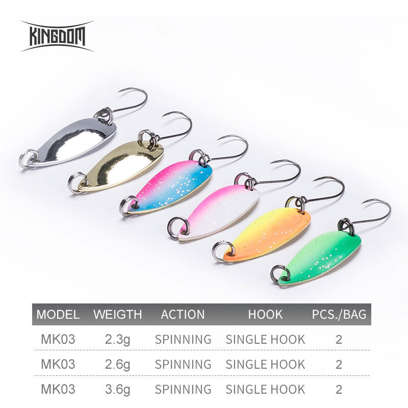 Kingdom 2Pcsช้อนตกปลาเหยื่อWobblers 2.3G 2.9G 3.6Gโลหะเครื่องปั่นด้าย ...