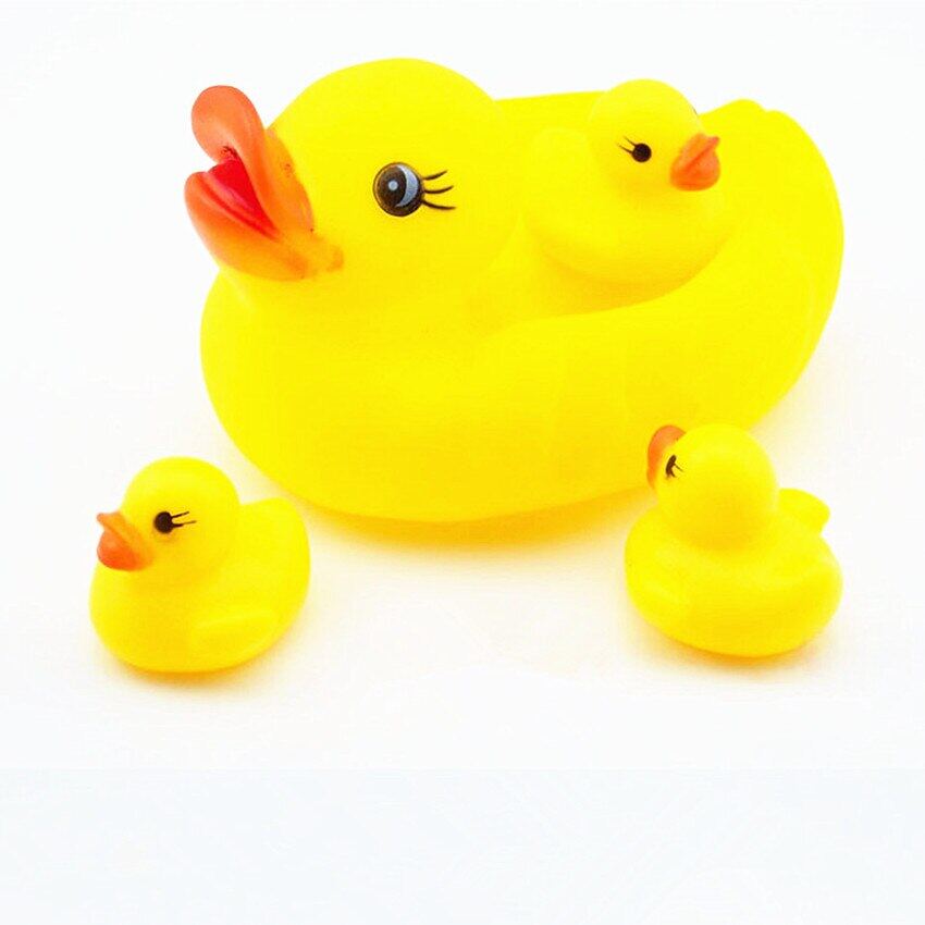 4PCS Yellow Rubber Duck Water Floating Children Water Toys Squeeze ...