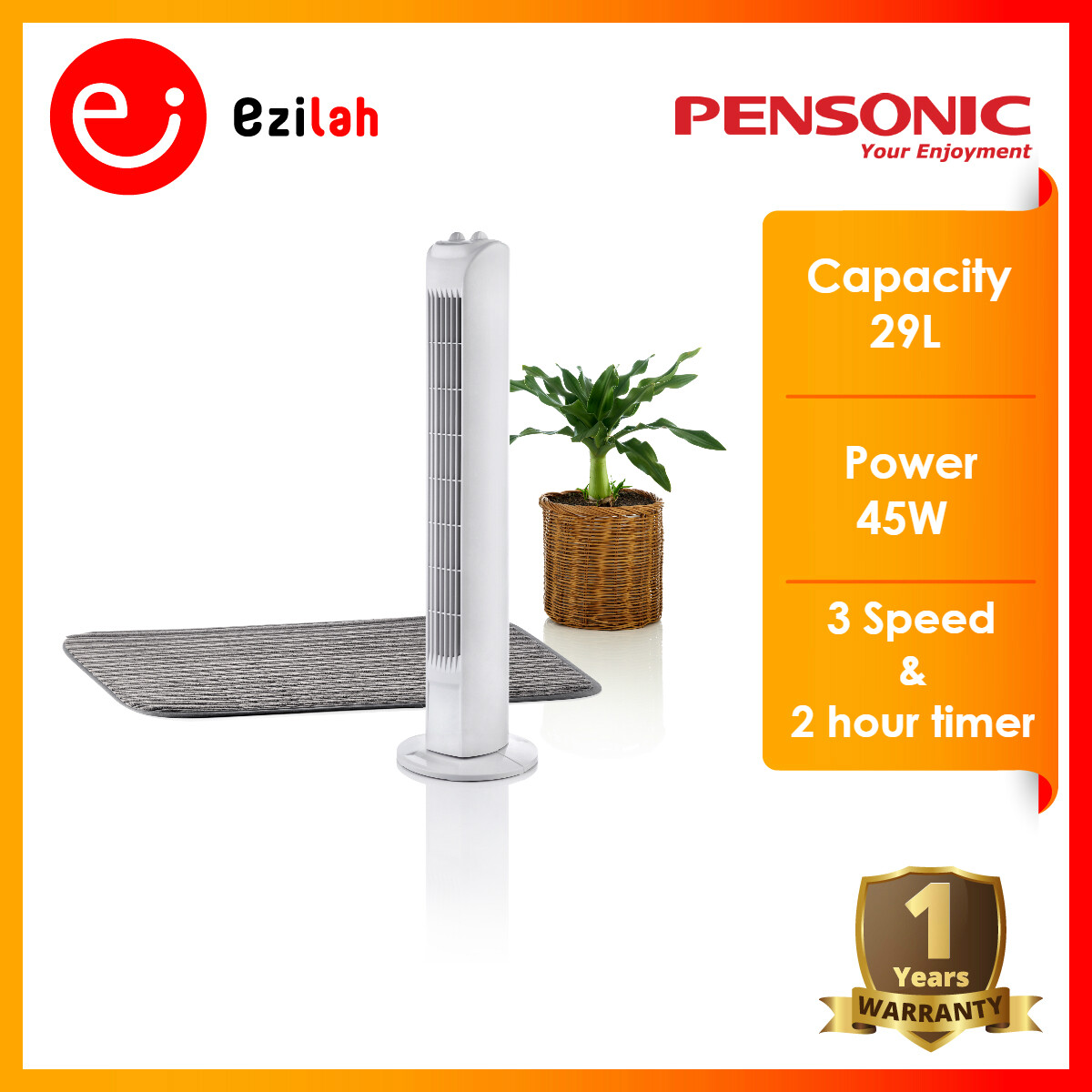 Pensonic Tower Fan with timer (29") PTW-111 | Lazada