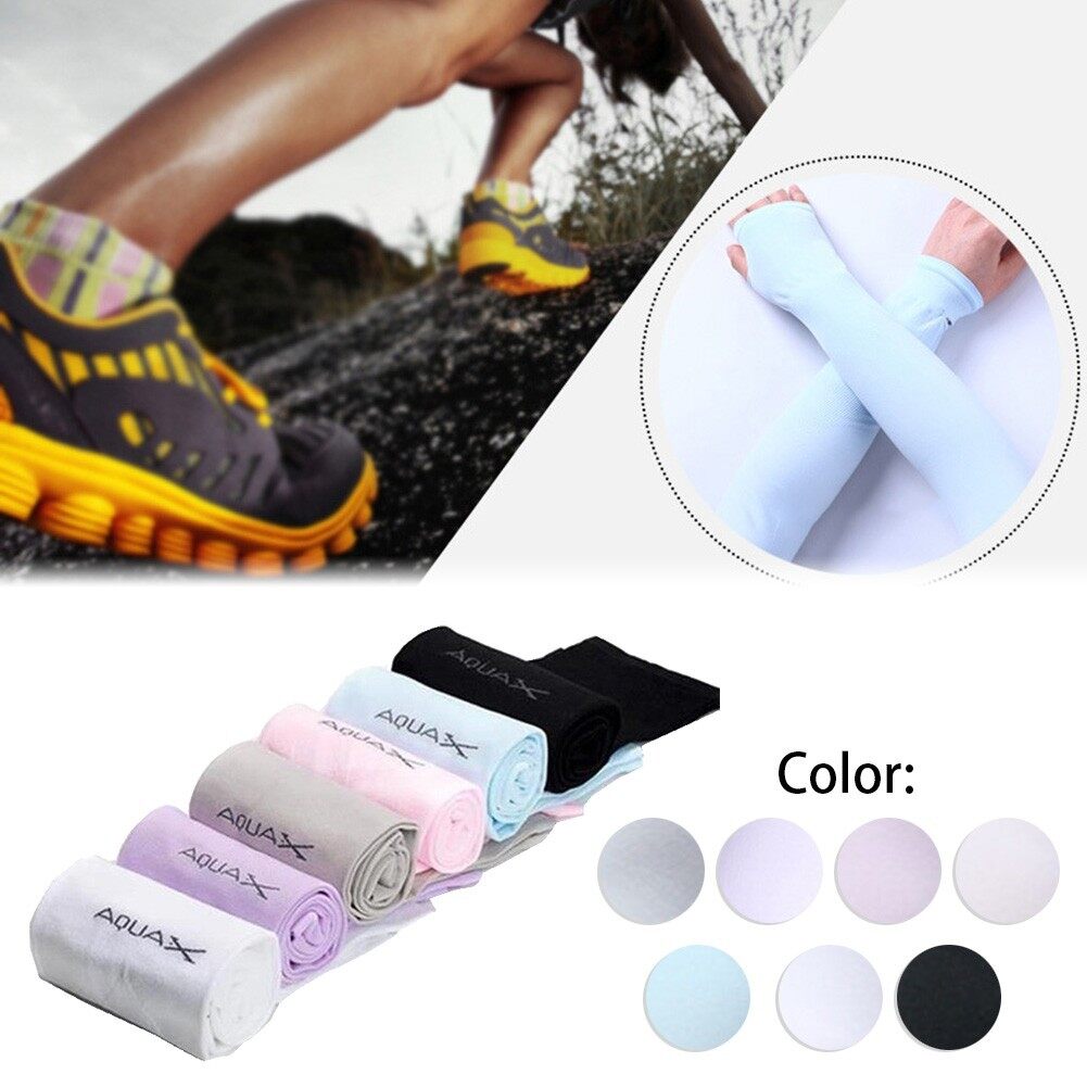 Aqua Cooling Hand Sock Unisex ผ้าไหมน้ำแข็งไม่มีรอยต่อ UV แขนป้องกันแขน ...
