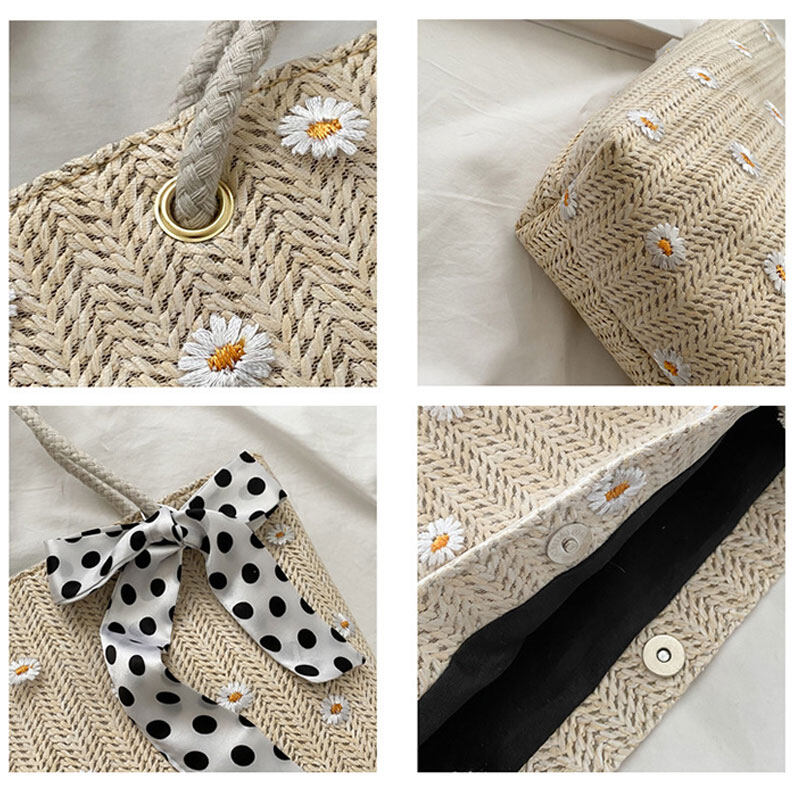 QFDI กระเป๋าสานสำหรับผู้หญิง,ใหม่กระเป๋าสะพายแฟชั่นกระเป๋าชายหาดสานลาย ...