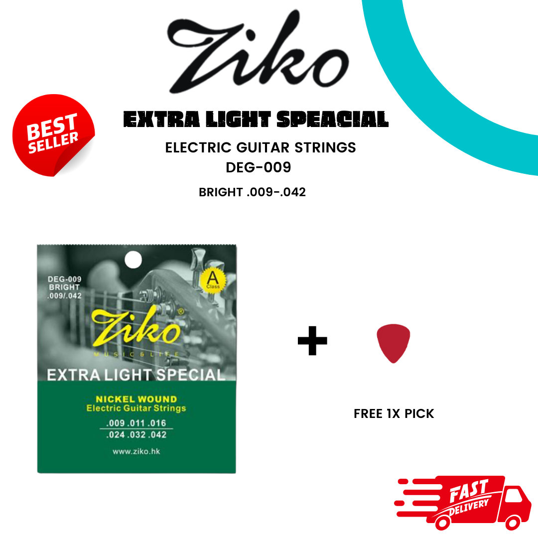 ZIKO DEG-009 Electric Guitar Strings (009-042) (Extra Light) (Free ...