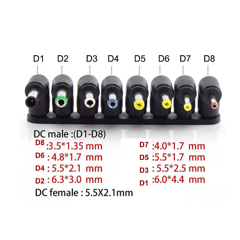 5.5X2.1มม. DC Power หญิงปลั๊กแจ็คอะแดปเตอร์90องศาชาย5.5X2.5มม. 4.8X1.7มม. 4.0X1.7มม. 3.5X1.3มม. ...
