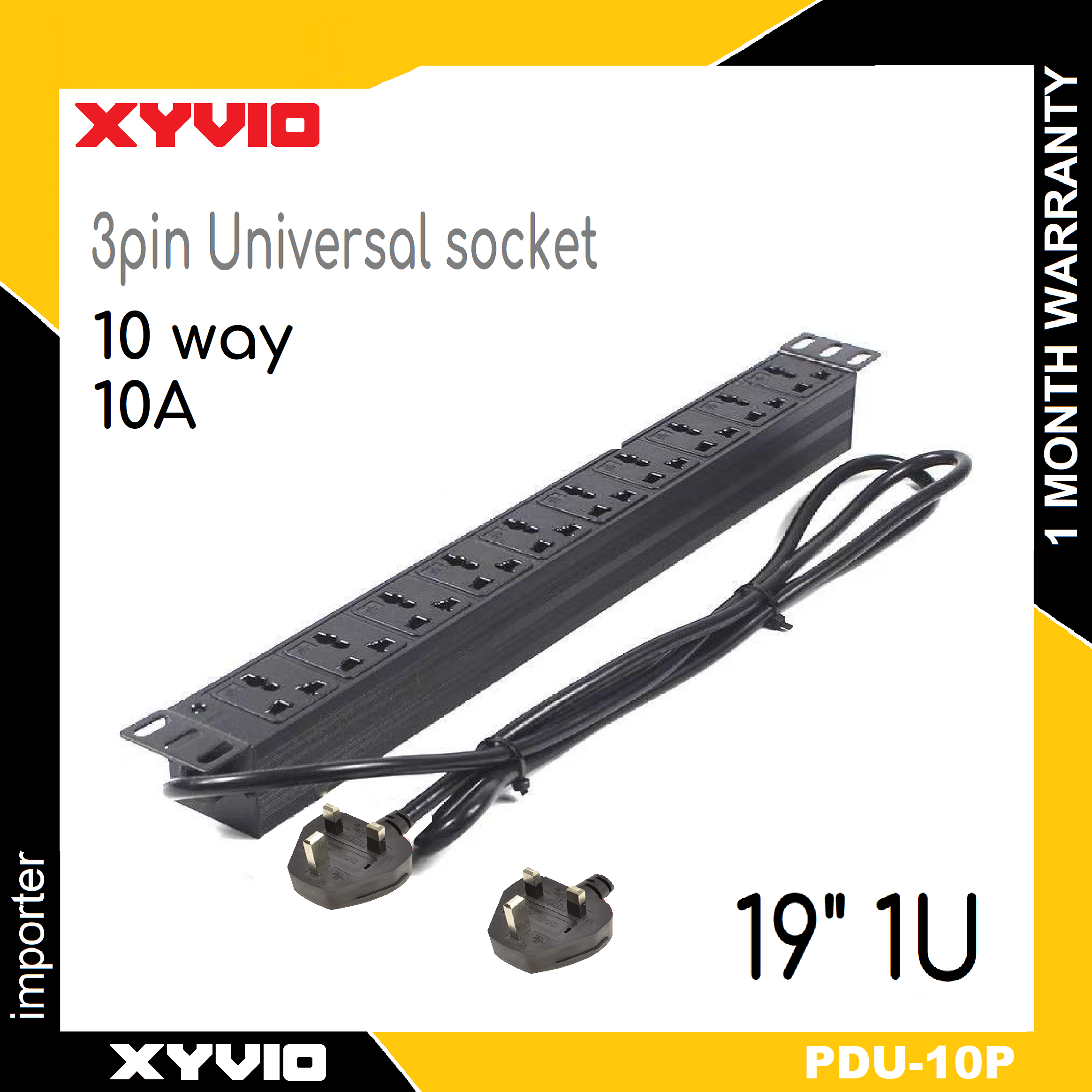 PDU 19inch 1U / 2U UK SIRIM Sockets Overload Protector Power ...