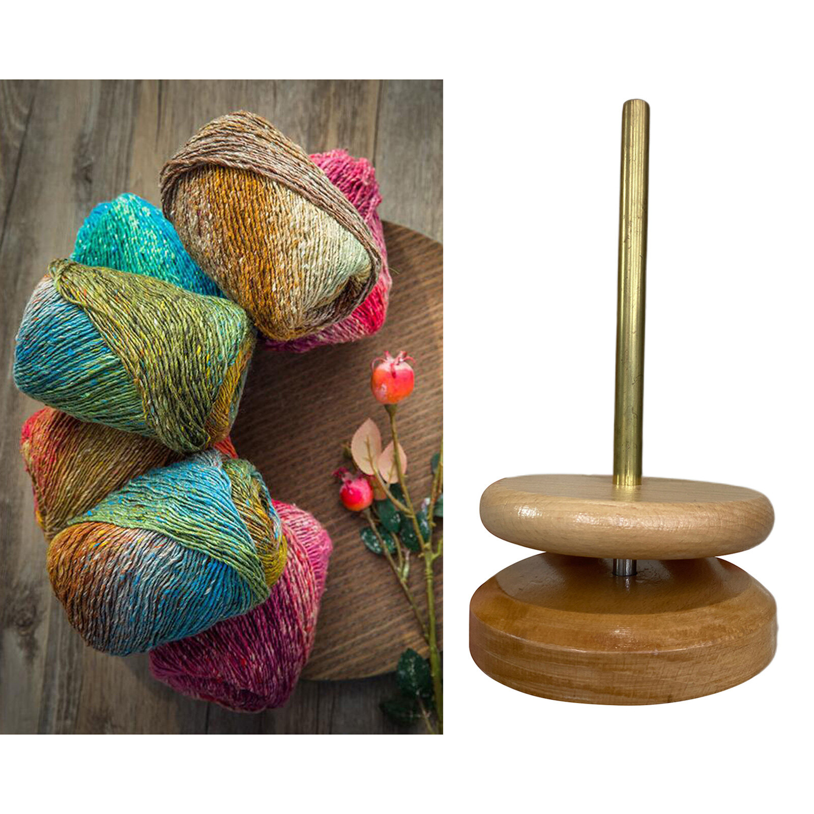 Kesoto Wooden Yarn Ball Holder Spindle Sewing Thread Fiber Crocheting ...