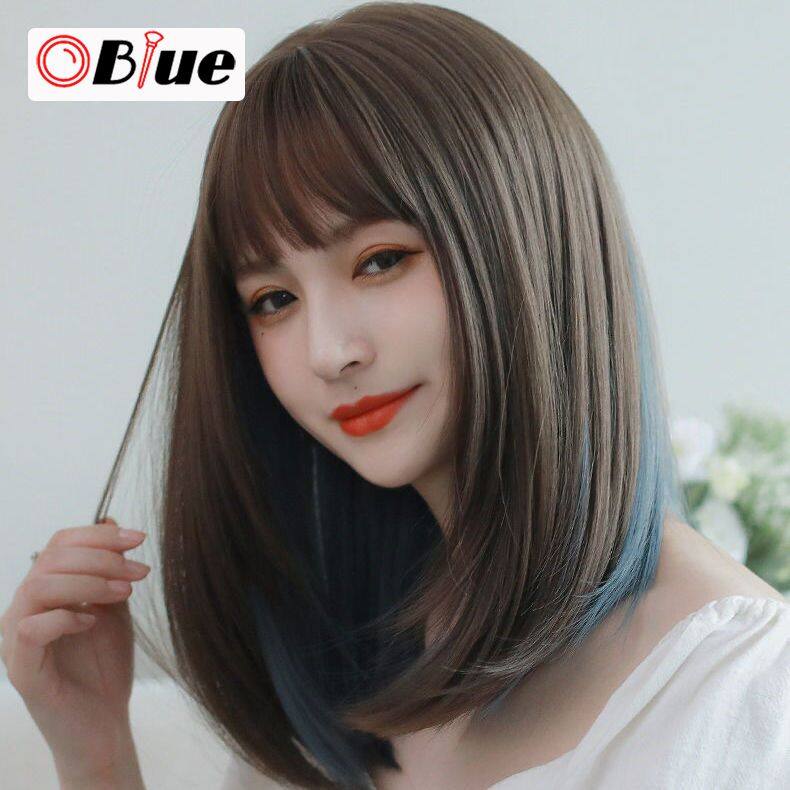 OBlue Blue Ear Dye Levels Clavicle Hair Tucked in Long Ear Hair qi liu ...