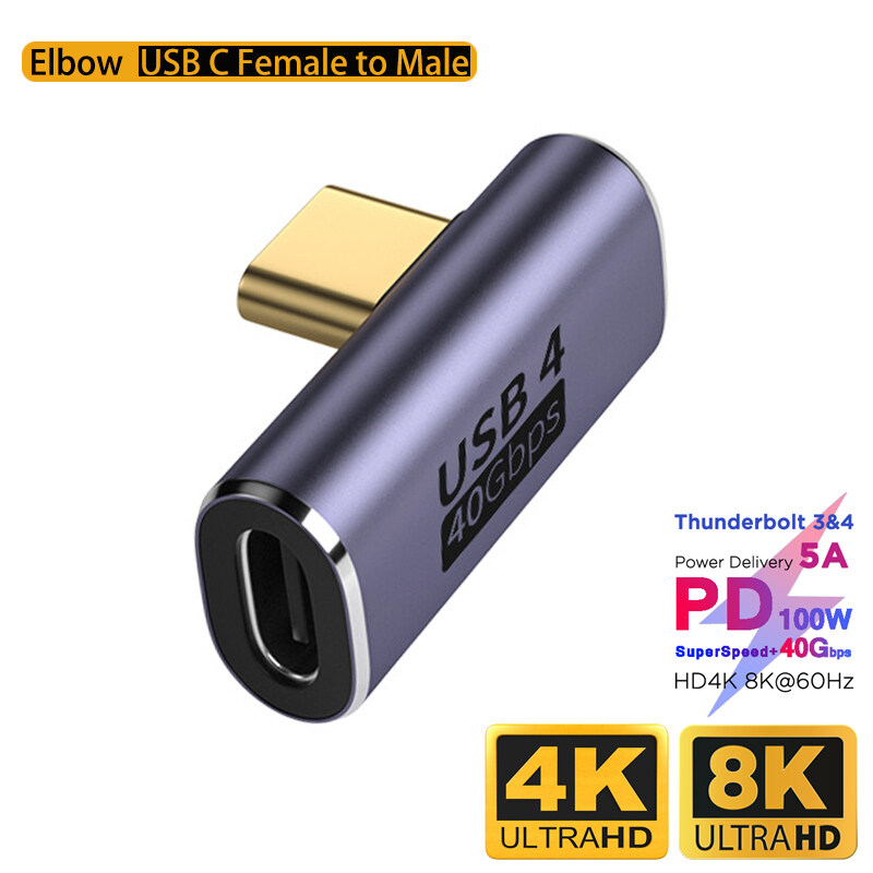 STOD Type C Adapter USB C Female to Male Connector USBC Extension Adaptor Right Angle 90 Degree ...
