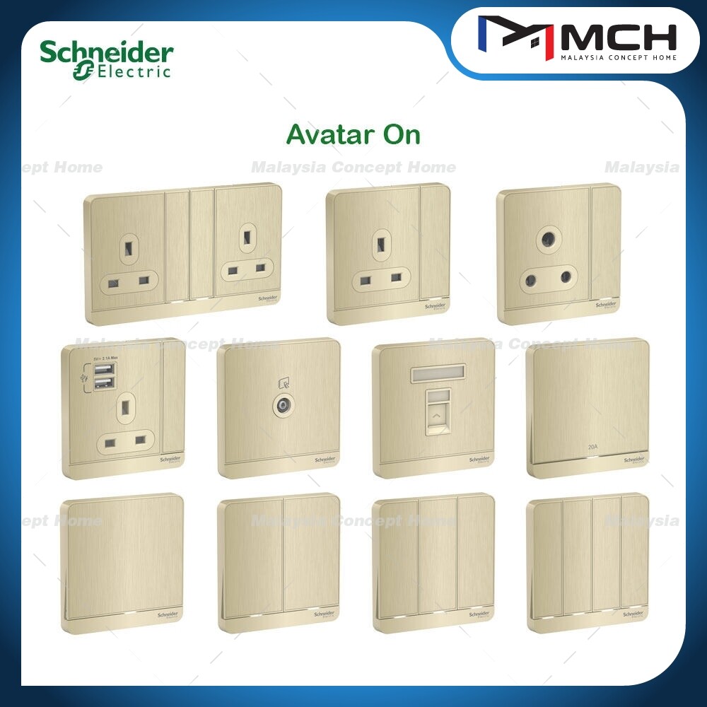 SCHNEIDER AVATARON SERIES GOLD HAIRLINE SWITCHES & SOCKETS [FULL RANGE ...