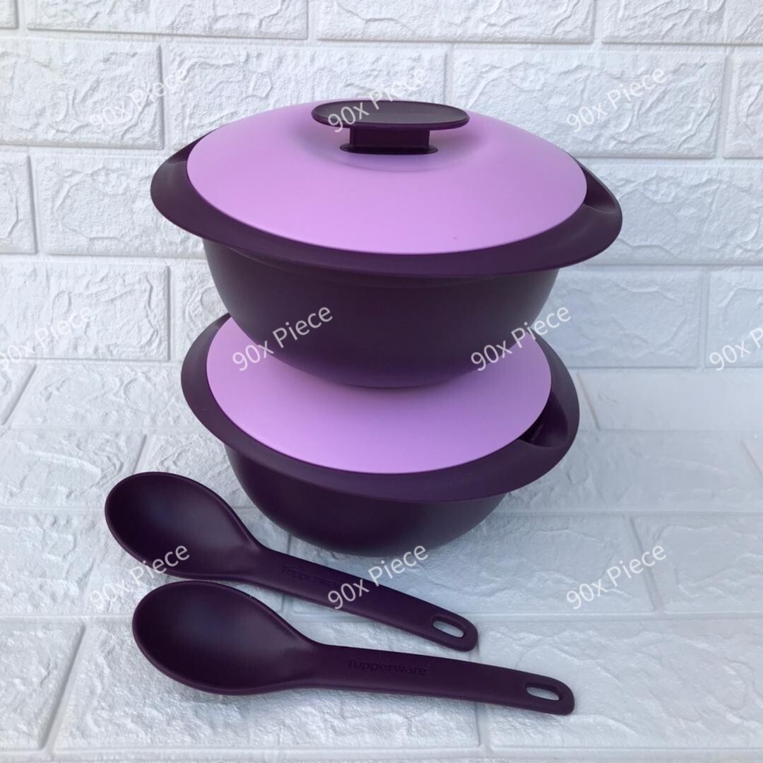 (Ready Stock) Tupperware Purple Royale Round Server with Serving Spoon ...
