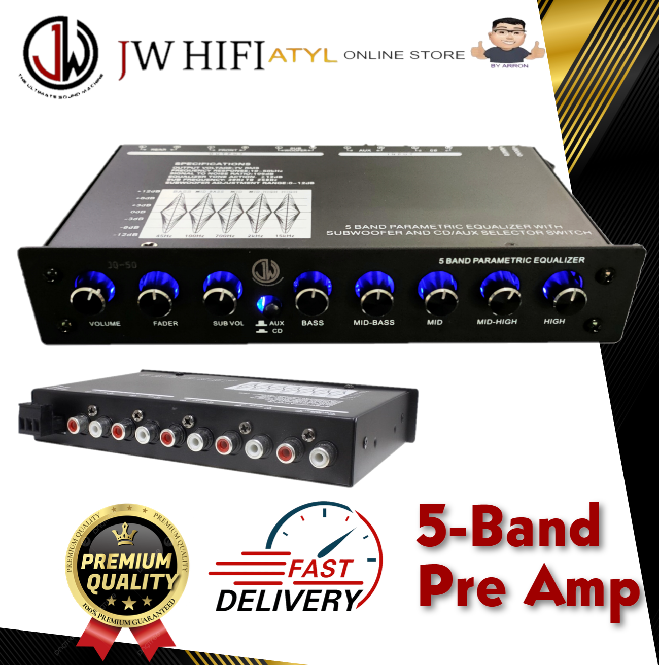 JW Audio 5Band Pre Amplifier car use amplifier for sound system | Lazada