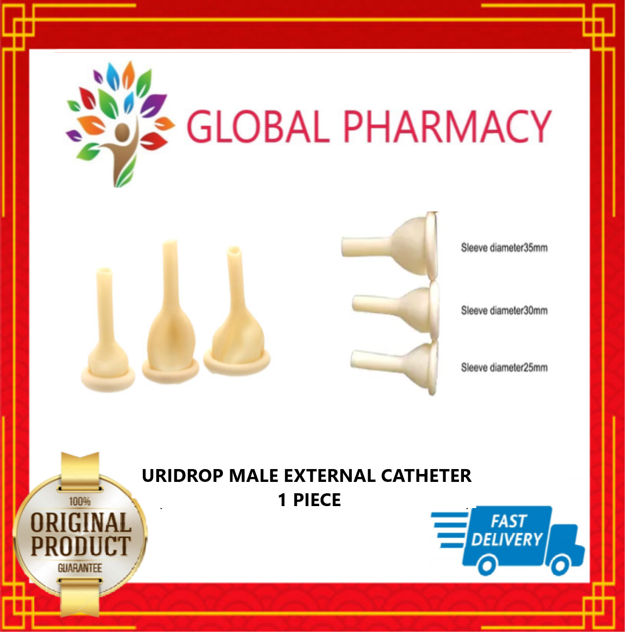 URIDROP MALE EXTERNAL CATHETER 1 PIECE 25MM/ 30MM/ 35MM DOUBLE SIDED ...