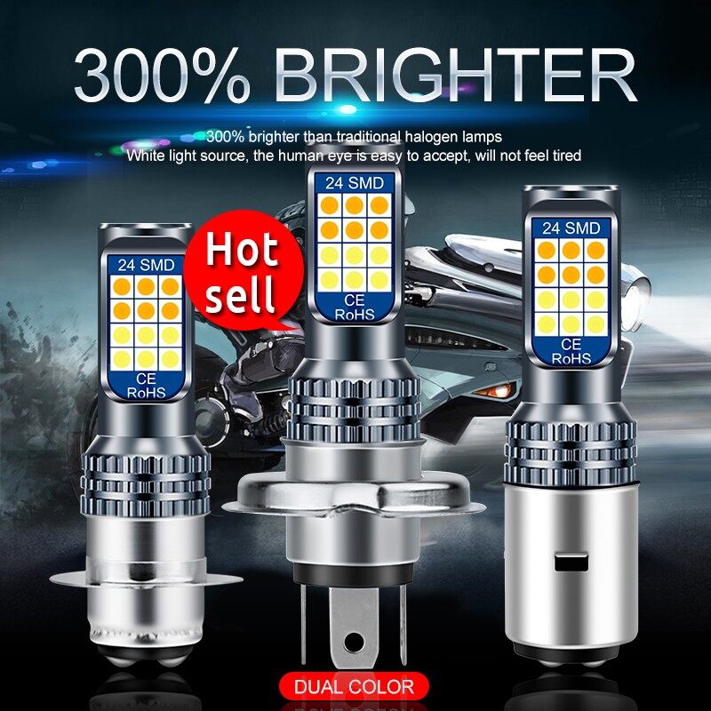 1ชิ้น H4มอเตอร์ Led P15D H6M Ba20D หลอดไฟ3030ชิป24Smd ไฟหน้ารถ ...