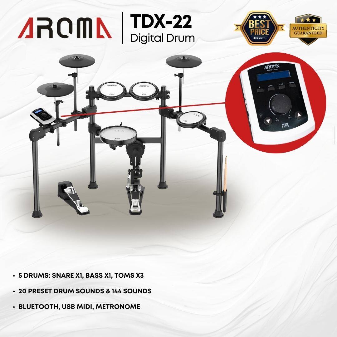 AROMA TDX22 Digital Drum Set with mesh finish drum pad & kick tower ...