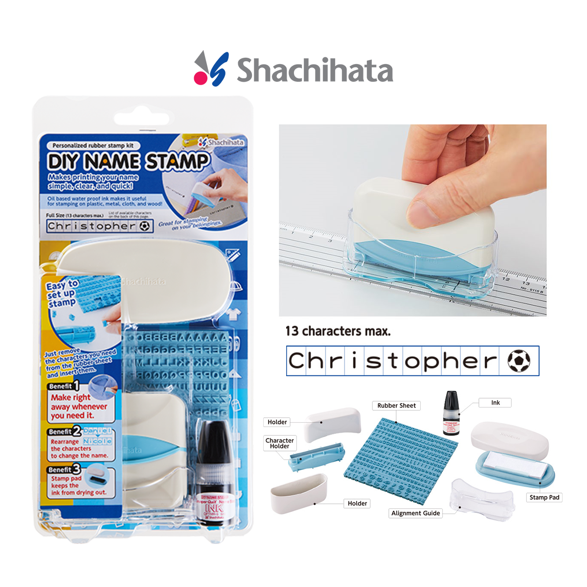 Shachihata DIY Name Stamp Multi Surface Name Stamp | Lazada