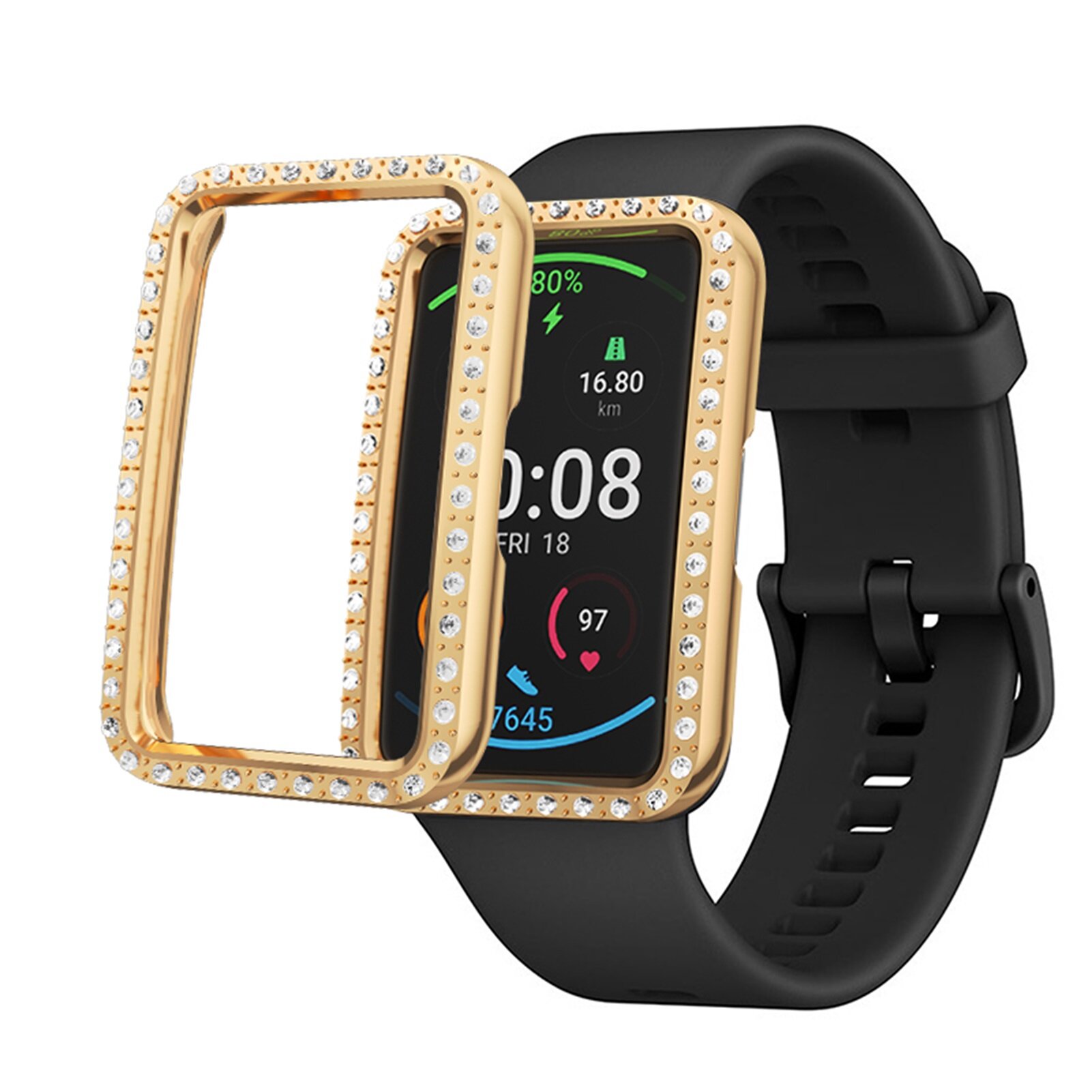 เกราะป้องกัน Rhinestone ฝังเต็มป้องกัน PC Smartwatch เคสสำหรับ HUAWEI ...