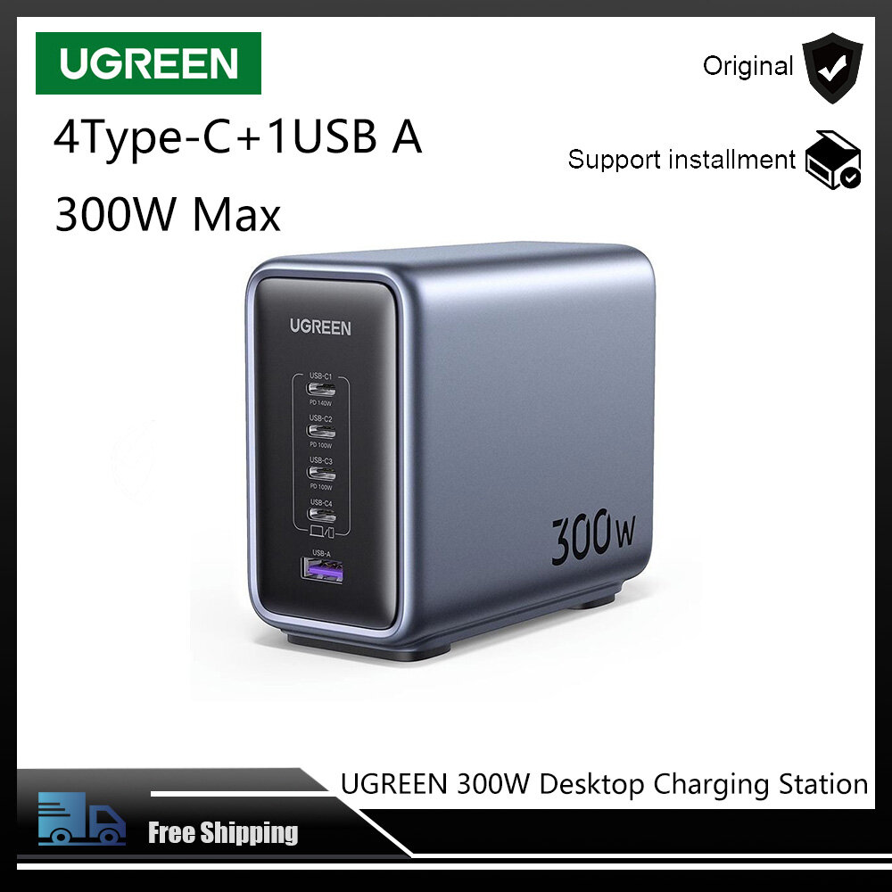 UGREEN 300W USB C Charger GaN 5 Ports Desktop Charging Station 4Type-C ...