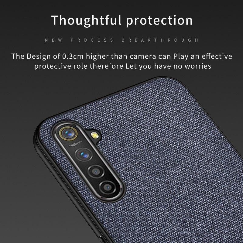Roazic สำหรับ realme XT Case Slim HYBRID ปกอ่อนพร้อมปลอกผ้าออกแบบผ้าใบ ...