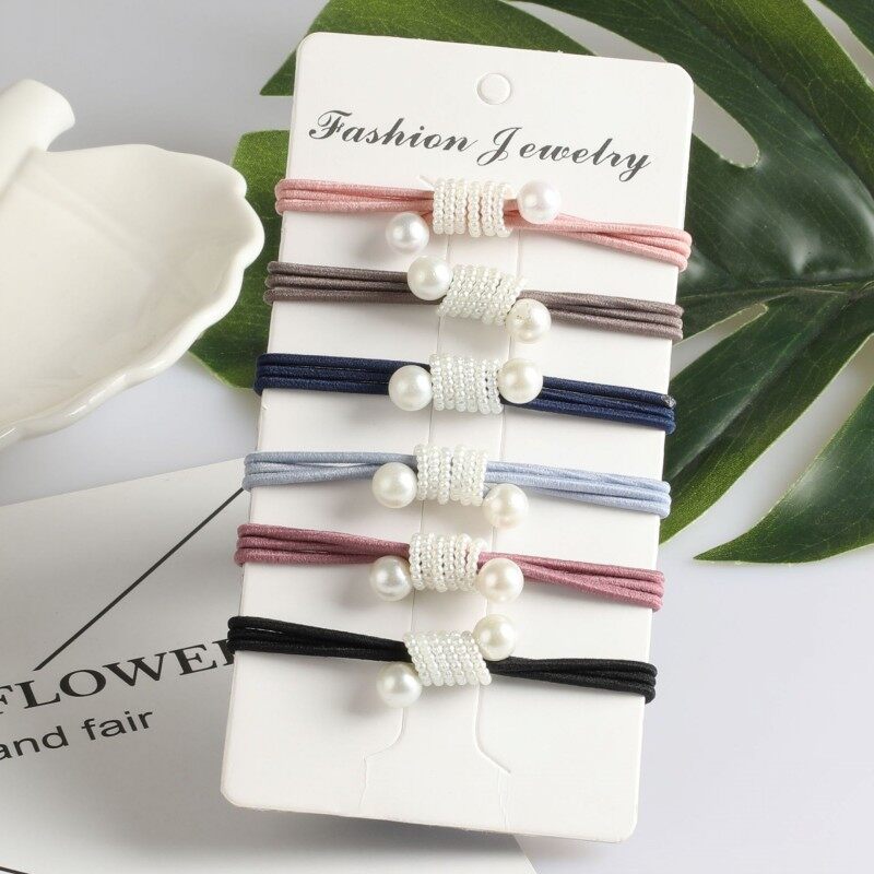 5Pcs Girl's Simple Colorful Hair Rope Highly Elastic Rubber Hair Ties ...