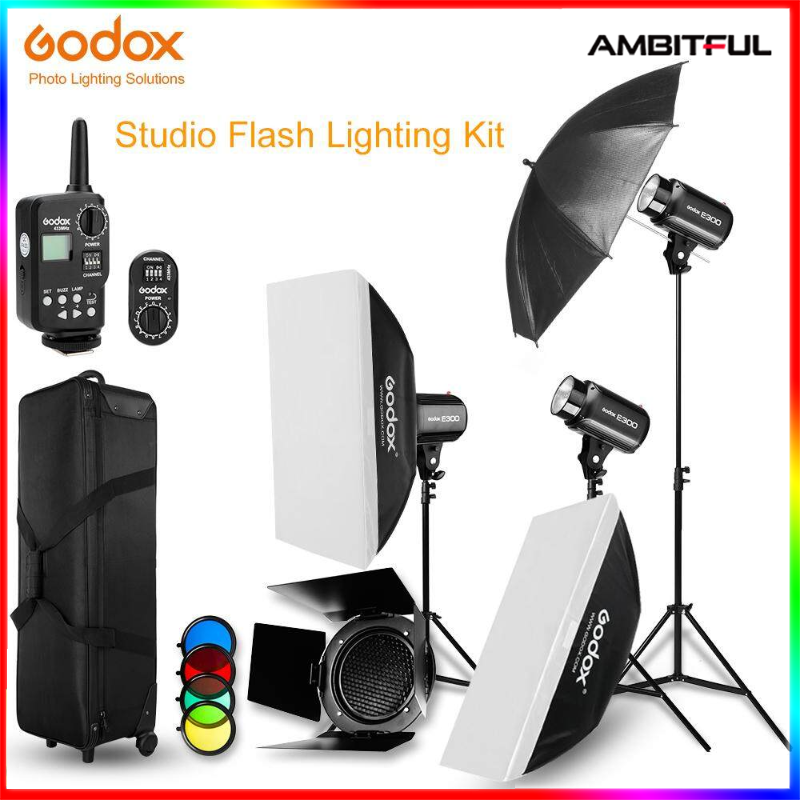 Godox 3pcs E300 900W Strobe Studio Flash Light Kit Photographic ...