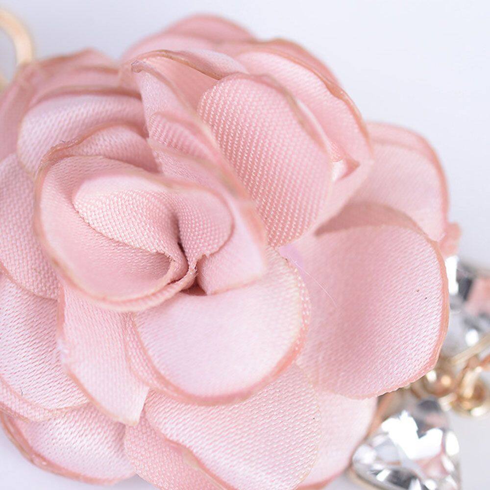 DASHU2 Bag Charm Rose Flowers Pink Gold Color Bow Jewelry Tassel Key ...