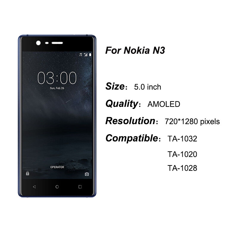 Ansimba จอแอลซีดีต้นฉบับสำหรับ Nokia 3 N3จอแสดงผล LCD Touch Screen ...