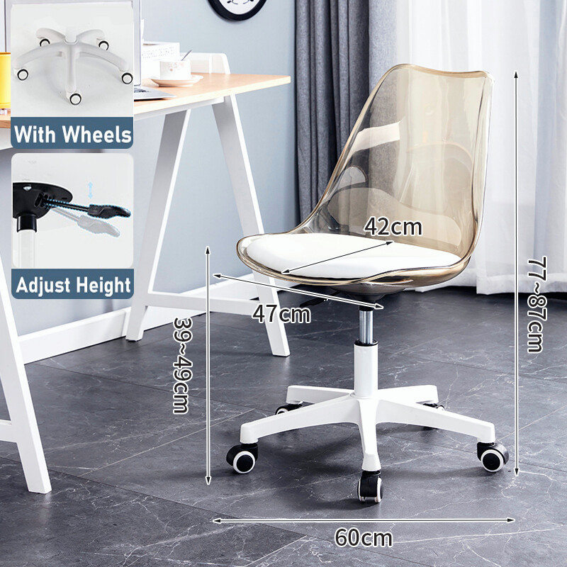 【NEW】Creative Curvy Eames Chair With Wheels & Leather Seat 360 ° Height ...