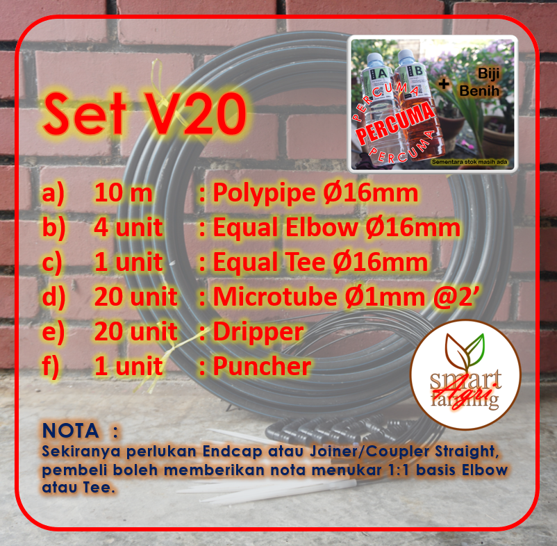 Set Fertigasi Polypipe Microtube Dripper Agri / Irrigation Hydroponic ...