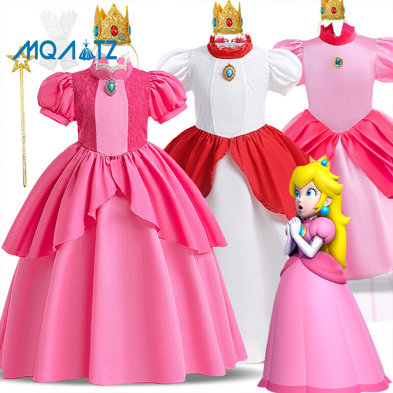 MQATZ Peach Princess Cosplay Dress Girl Game Role Playing Costume ...