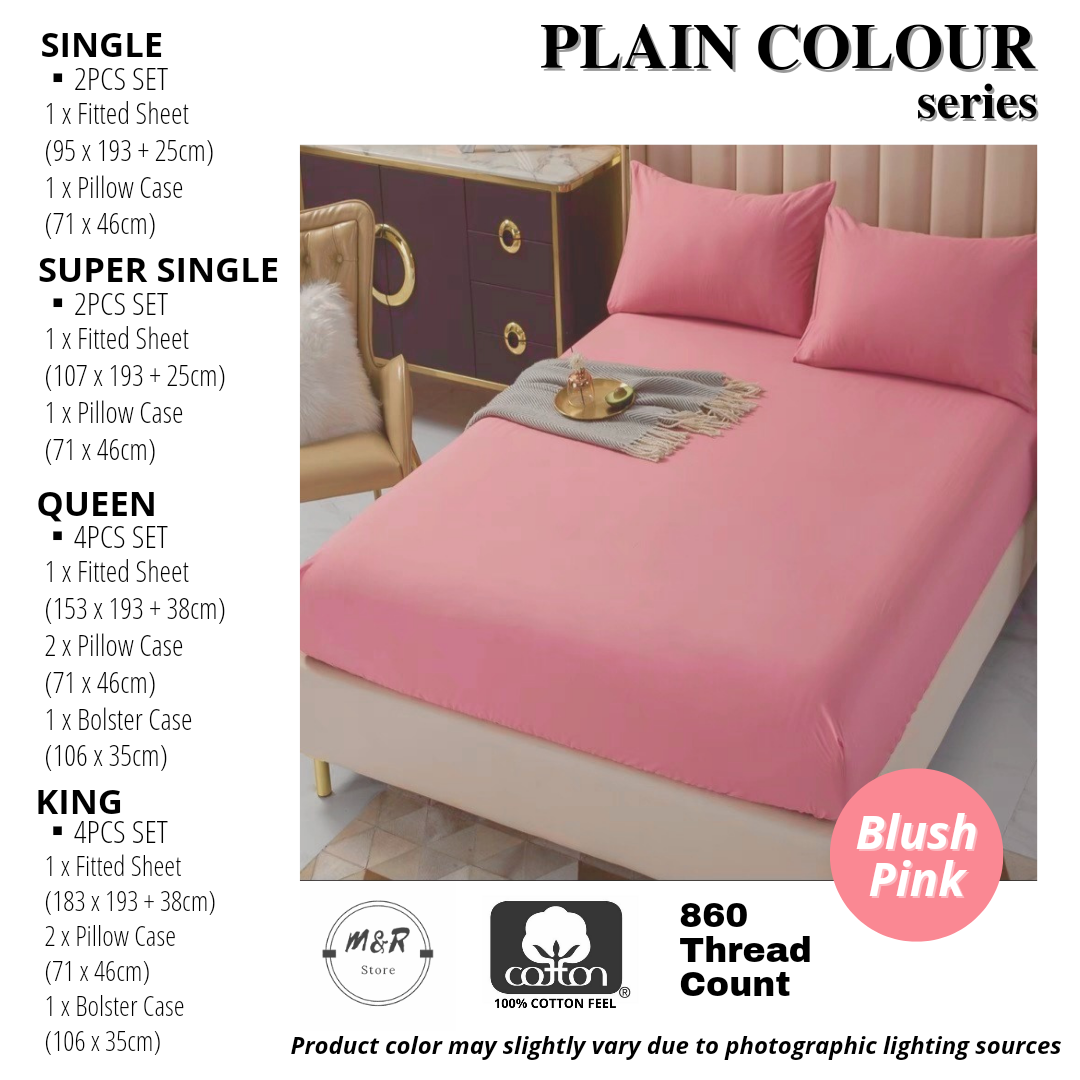 Cadar Bedsheet Premium Aloe Cotton Plain Colour Fully Fitted Bed Sheet ...