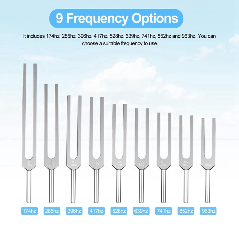 Tuning Fork Set - 9 Tuning Forks for Healing Chakra,Sound Therapy,Keep Body,Mind and Spirit in ...