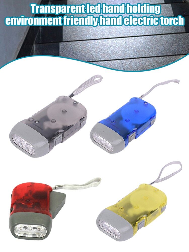 【horoty】Hand Crank Flashlight Mini 3 LED Dynamo Wind Up Flashlight Torch Light Powerful ...