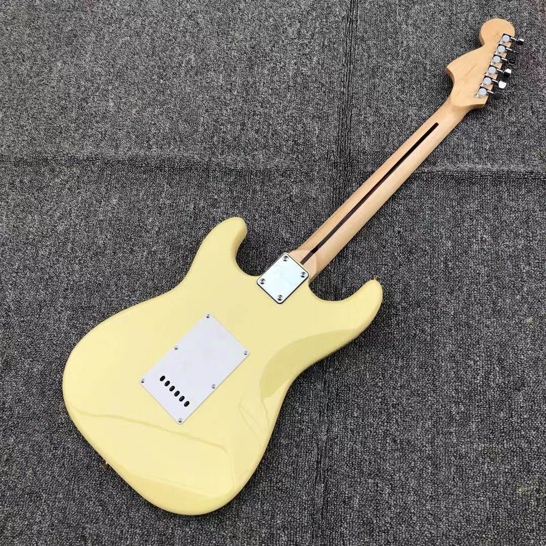 Cream Yellow Stratocaster Electric Guitars22 Frets Maple ...