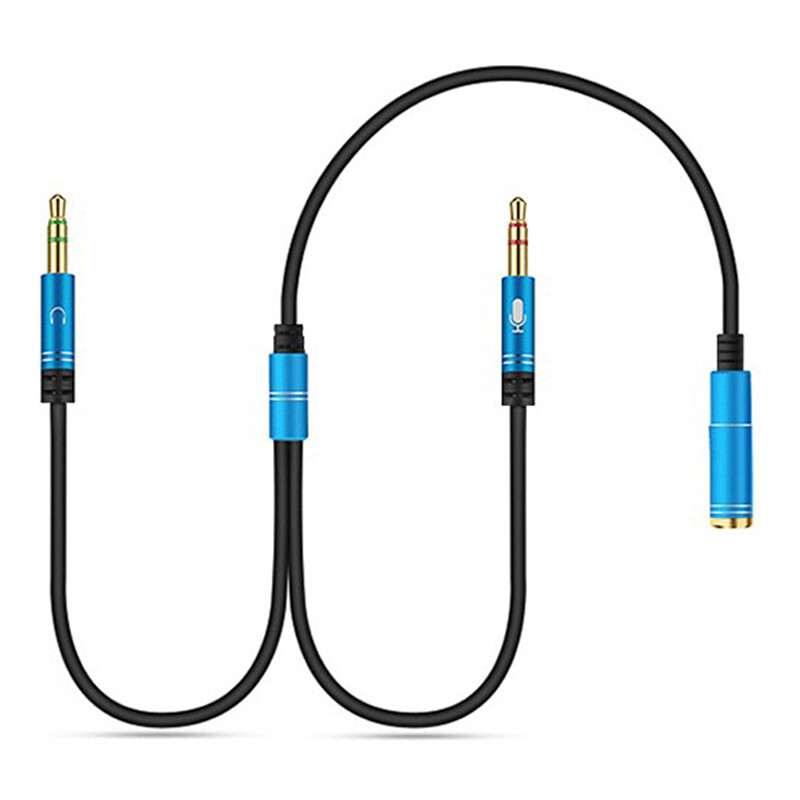 3.5mm Y Splitter 2 Jack Male to 1 Female Headphone Mic Audio Adapter ...
