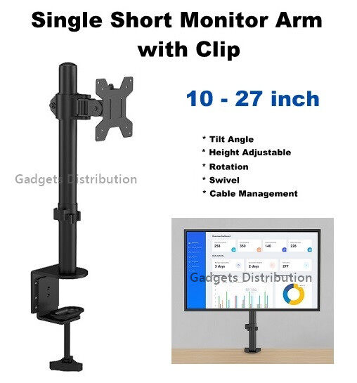 SM M061 10 - 27 inch Single Computer Short Monitor Arm TV Mount Arm ...