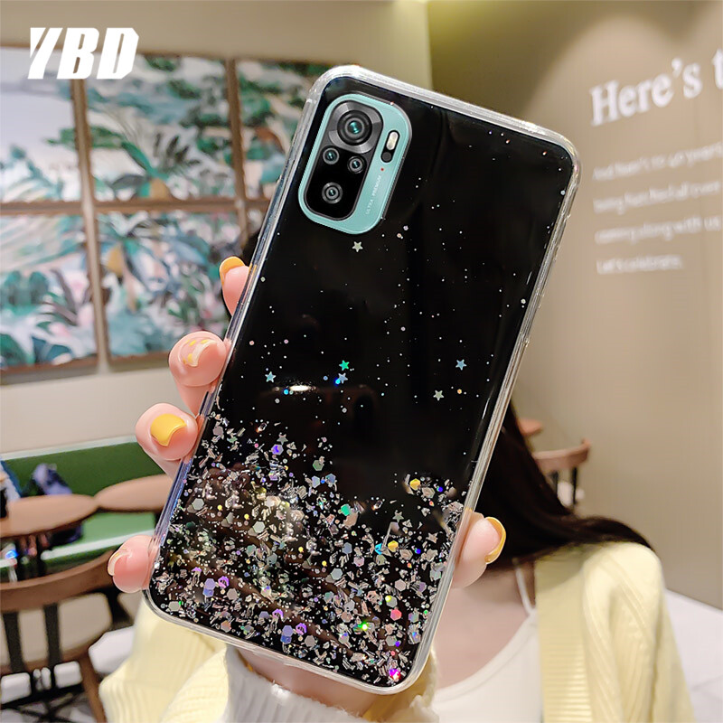 YBD Bling Star Phone Case For Xiaomi Redmi Note 10 Pro Max Casing Soft Cute girls Phone Cases ...