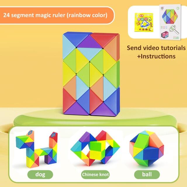 24-72 Segments Magic Rule Snake Rubix Cubo Multi-Color 3D Puzzle Fidget ...