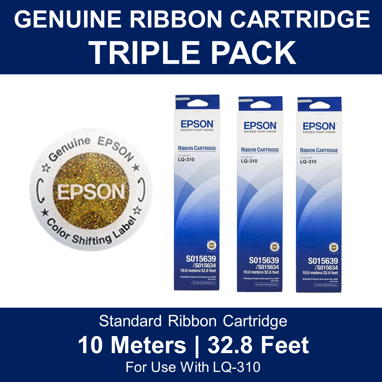 Epson Dot Matrix Printer Ribbon Cartridge S015639 (10 Meters) For LQ ...