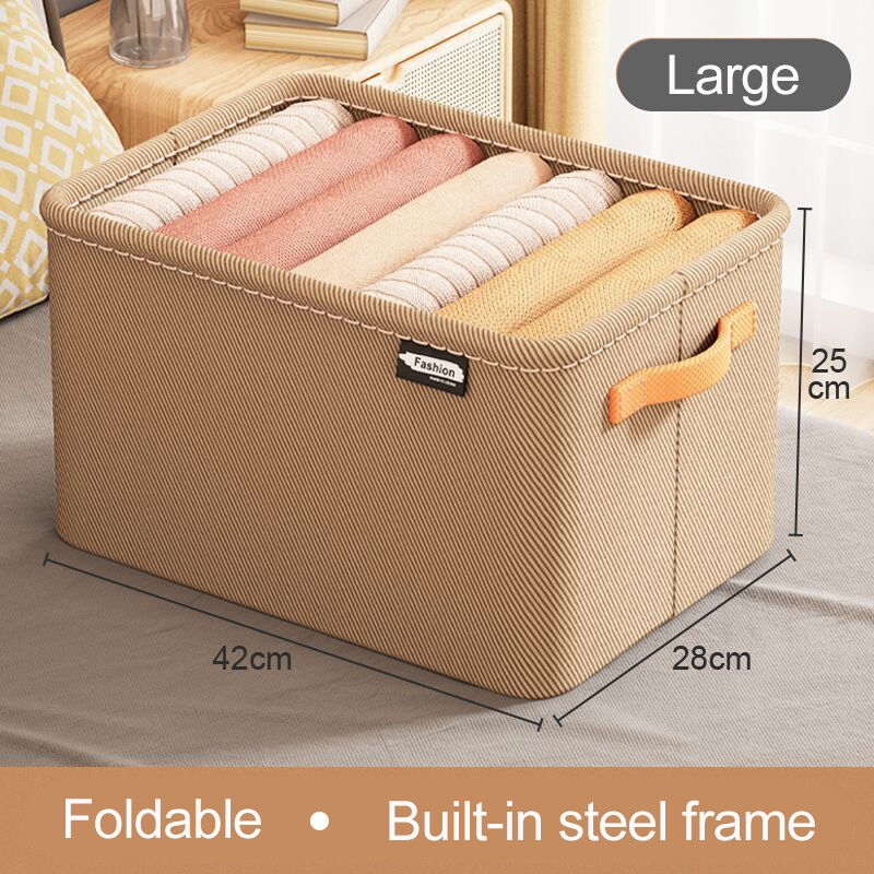 Foldable Clothes Storage Box Clothing Organizer Basket Thickened Steel ...